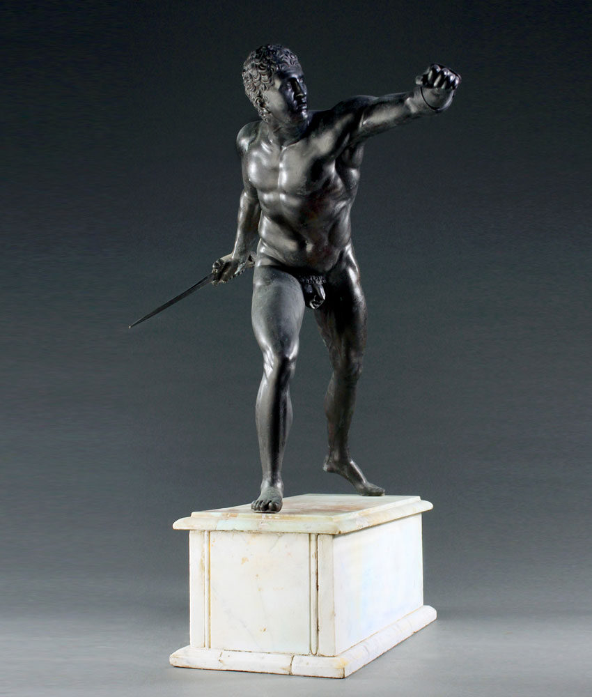 Large Grand Tour Bronze of the Borghese Gladiator.