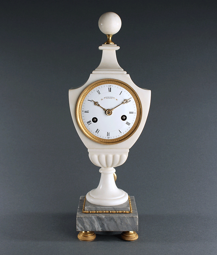 Elegant French Directoire Mantel Clock by Gaston Jolly.