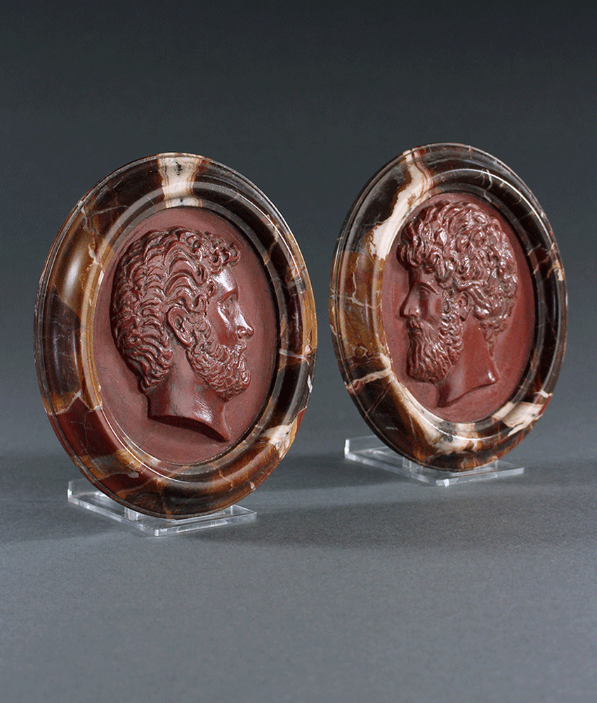 Rare Pair of 19th century Grand Tour Marble Emperor Plaques.