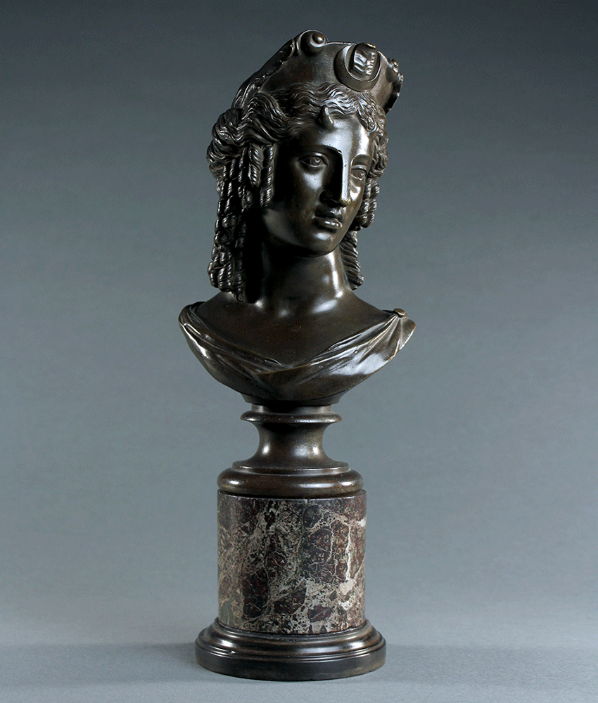 Very rare Grand Tour bronze bust of the Roman Isis.